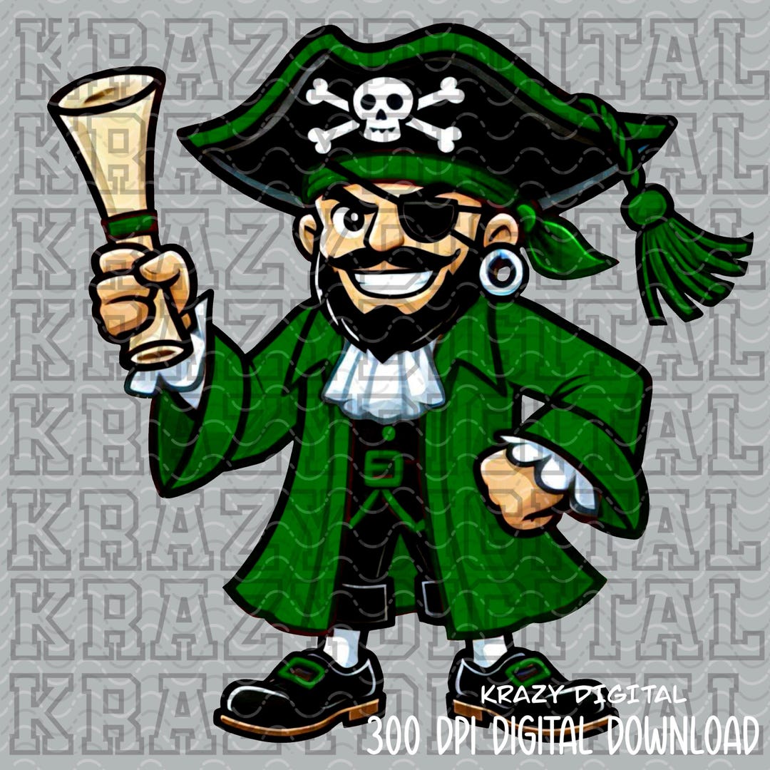 Green Pirate Graduation Mascot PNG, Senior Pirate Green Gown, Pirate ...