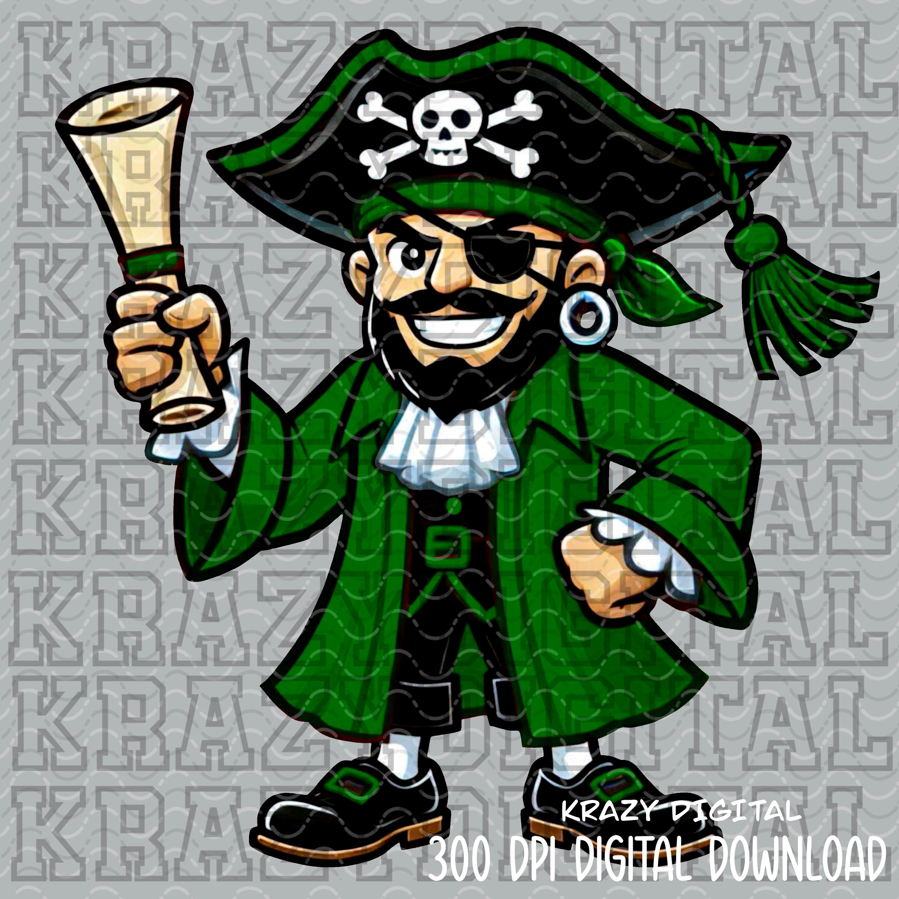 Green Pirate Graduation Mascot PNG, Senior Pirate Green Gown, Pirate ...