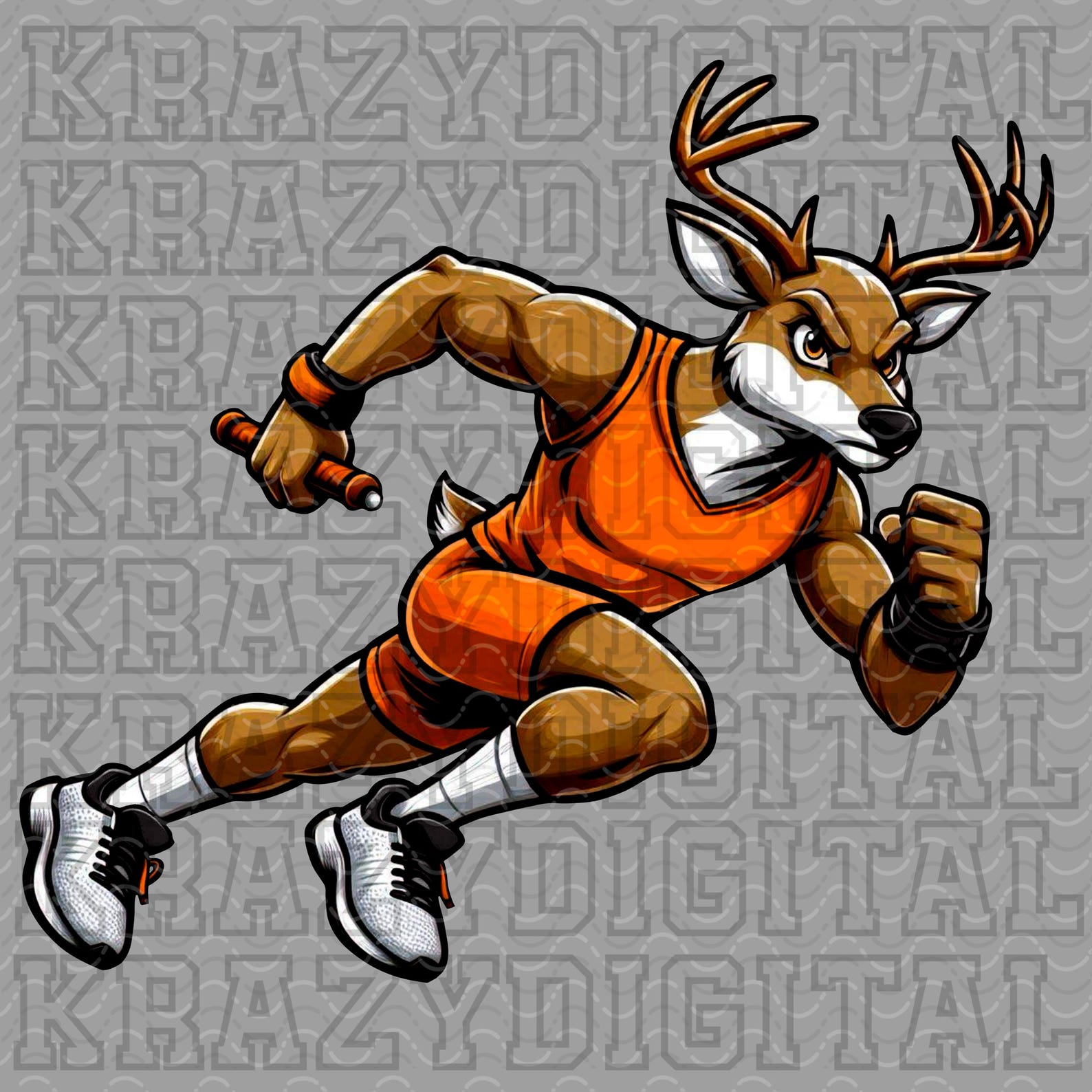 Bucks Orange Mascot Track PNG, Deer Sport Design, Orange Boy Track ...