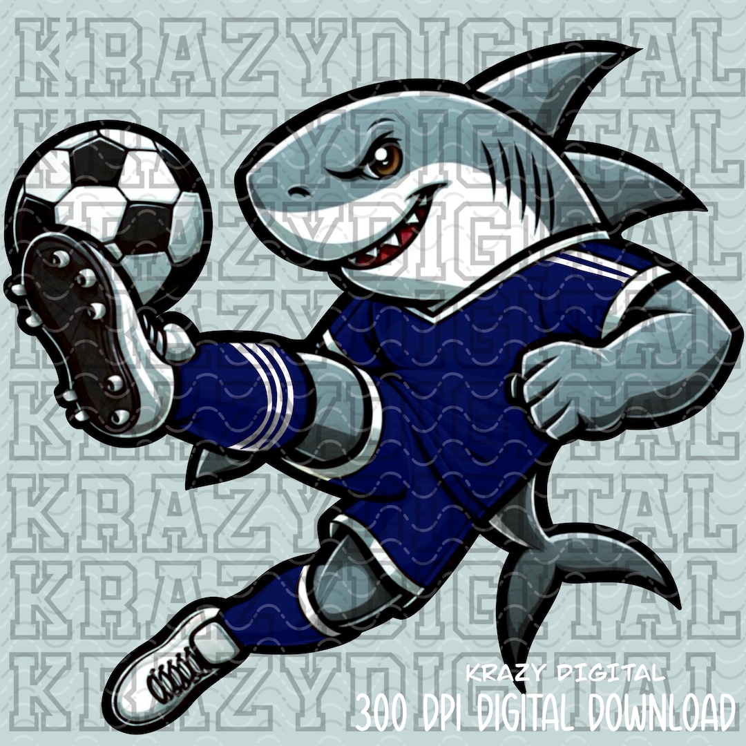 Shark Soccer Mascot PNG, Navy Shark Soccer Artwork, Shark Boy Spirit ...