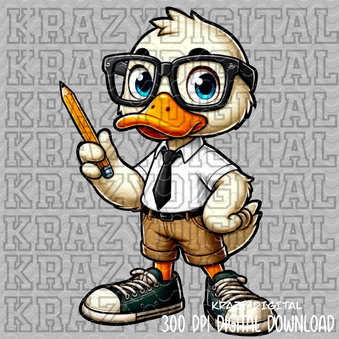 Duck Back to School Scholastics, White Duck Academics Mascot PNG ...