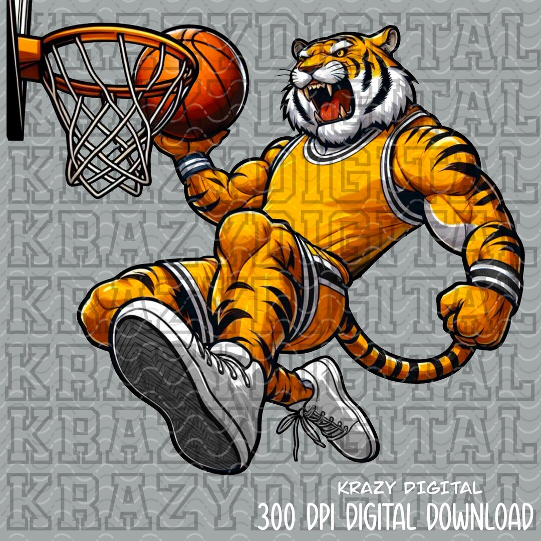Yellow Tiger Basketball Digital File, Tiger Basketball PNG, Tiger ...