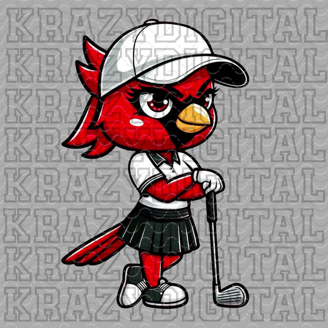 Red and White Cardinal Golf Mascot PNG, Bird Red Bird School Mascot ...