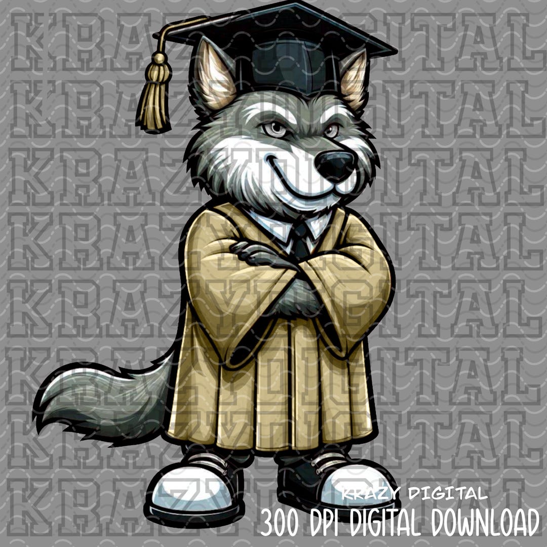 Wolf Gold Graduation PNG, Wolf Senior Mascot, Panther Graduation PNG ...