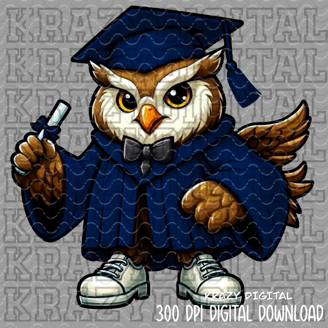 Owl Navy Graduation PNG, Boy Owl Senior Mascot, Owl Graduation PNG, Owl ...