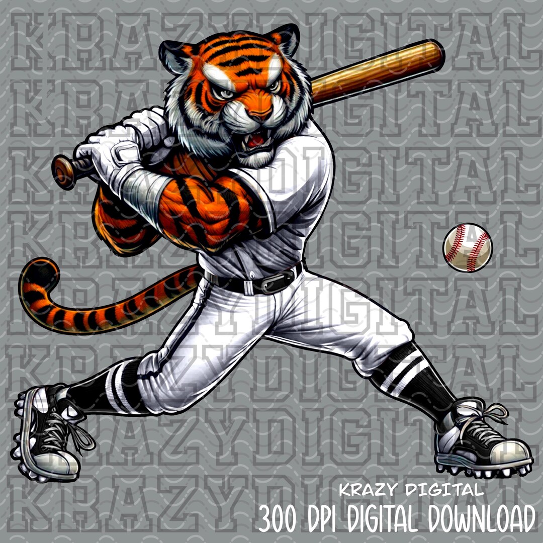 White Tiger Baseball PNG, Tiger Baseball Mascot, Tiger Mom Spirit PNG ...