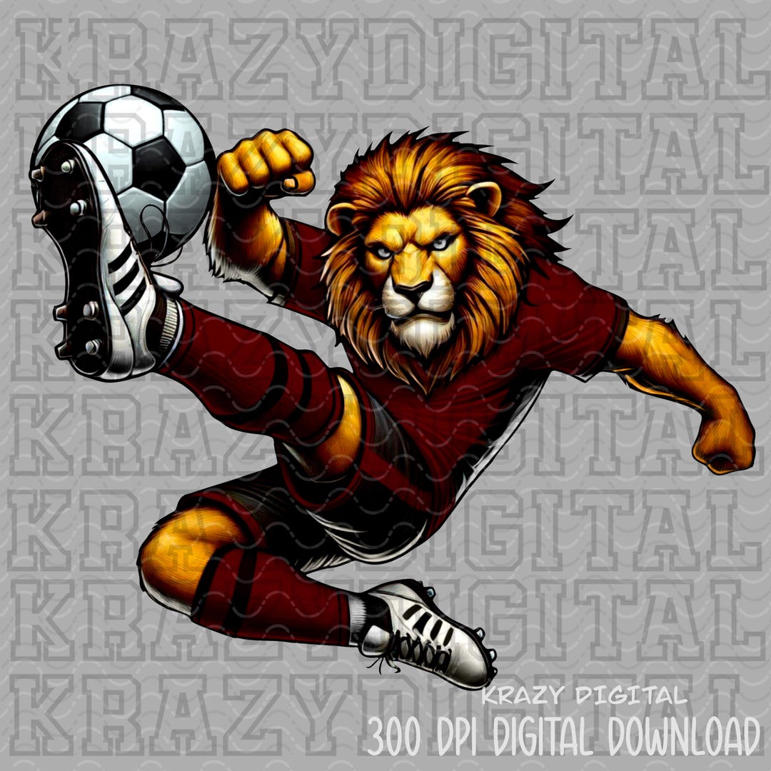 Lions Maroon Soccer Mascot PNG, Lions Maroon School Mascot, Lions Boys ...