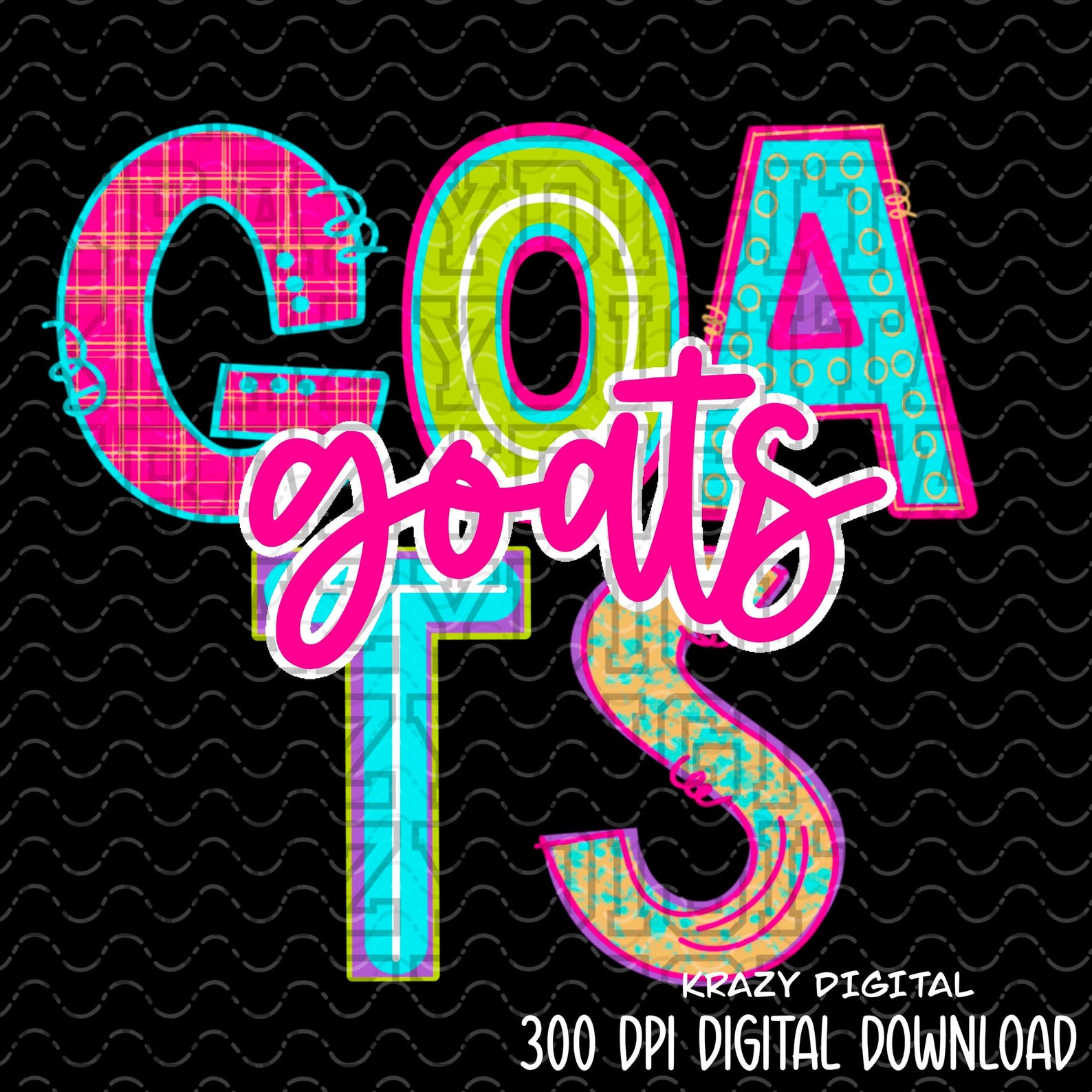 Neon Goats Sketch Font PNG, Goat Girl Sister Spirit Digital File ...