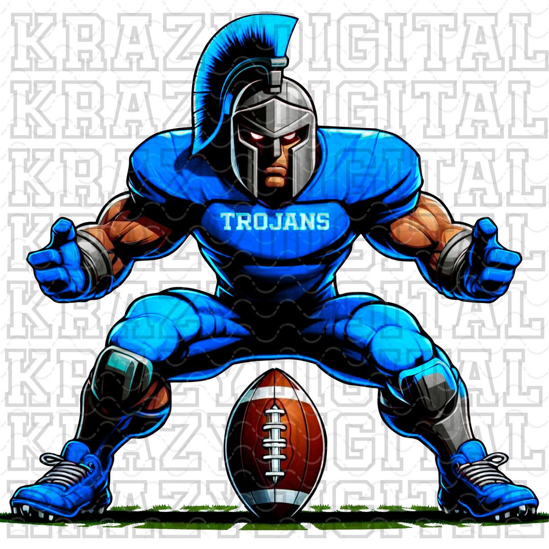 Trojan Blue Football Mascot PNG, Trojan Mascot PNG, Trojan Football School Mascot, Trojan Blue ...