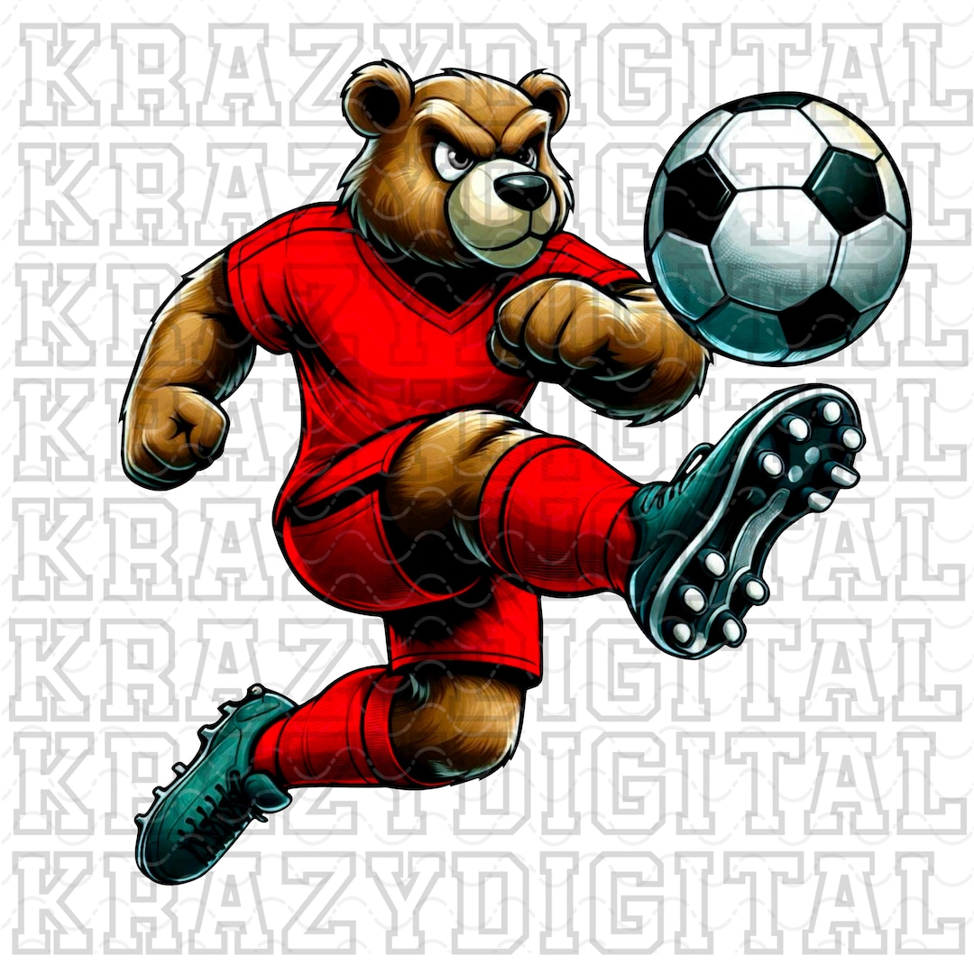 Red Bears Soccer PNG, Bears Mascot Digital Design, Red Bears Boy ...