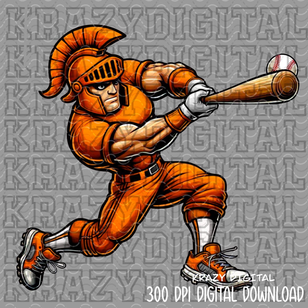 Trojan Orange Baseball Mascot PNG, Warrior Mascot PNG, Gladiator Trojan ...