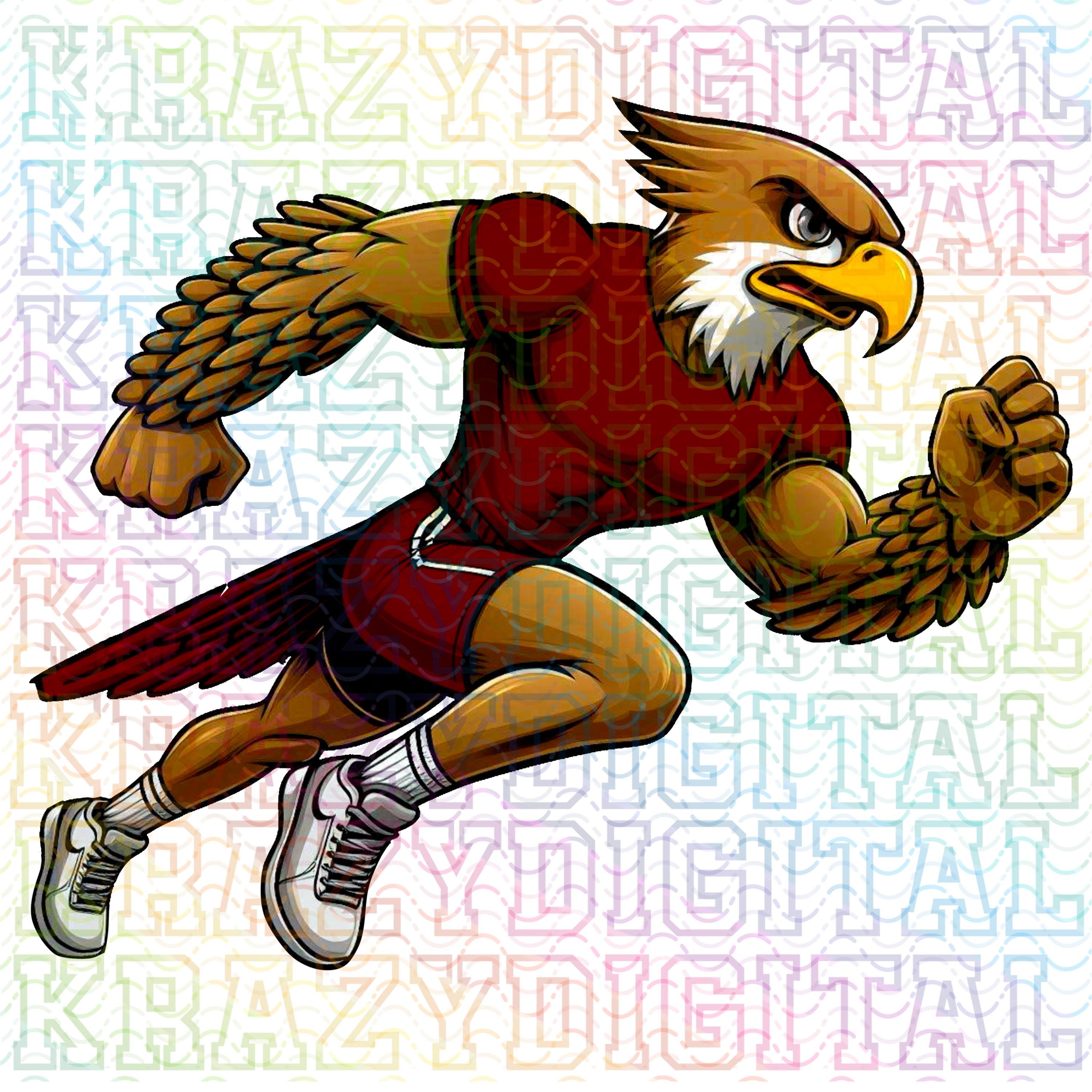 Falcons Maroon Track Mascot PNG, Falcons School Spirit, Maroon Running ...