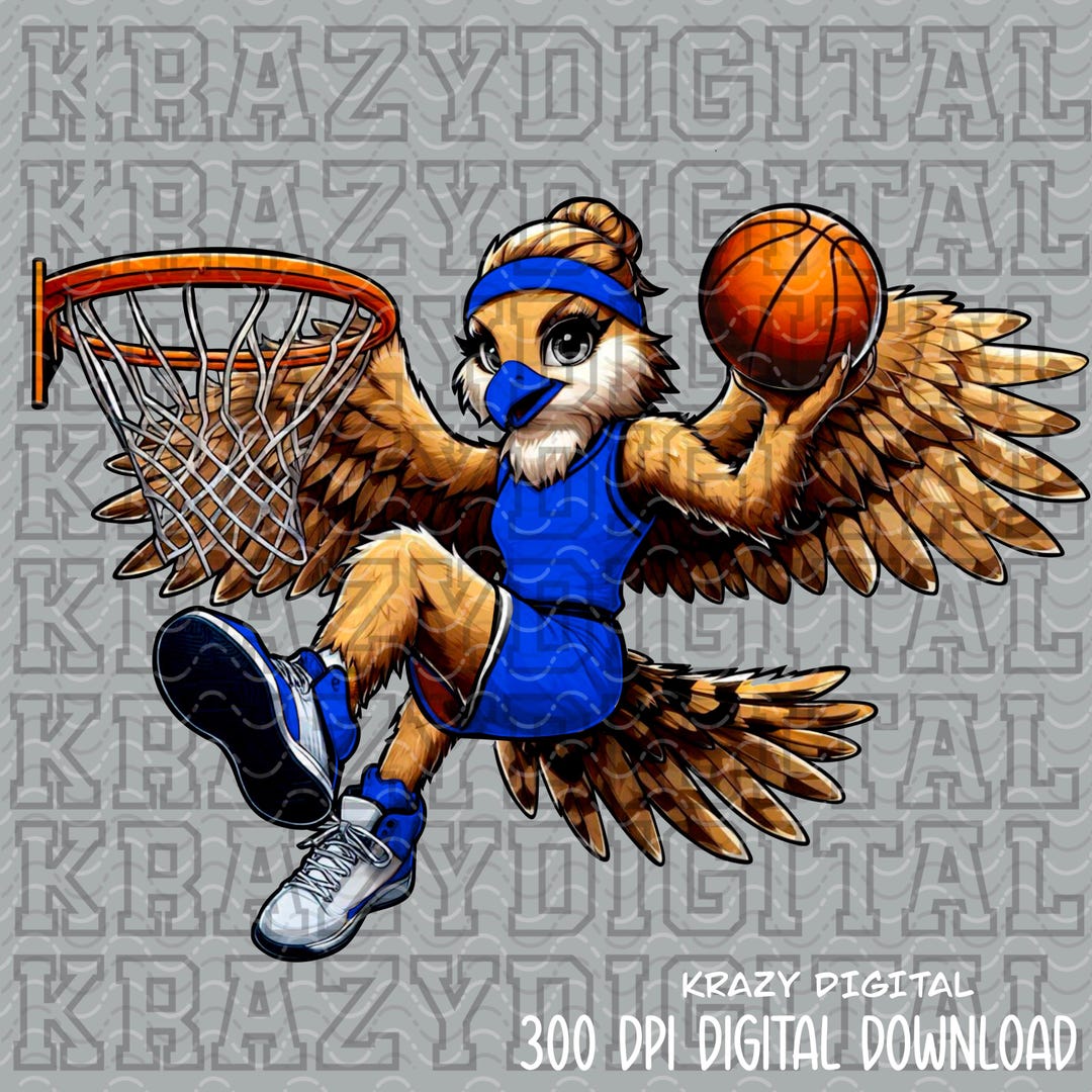 Lady Falcons Mascot Blue Basketball PNG, Falcons School Mascot ...