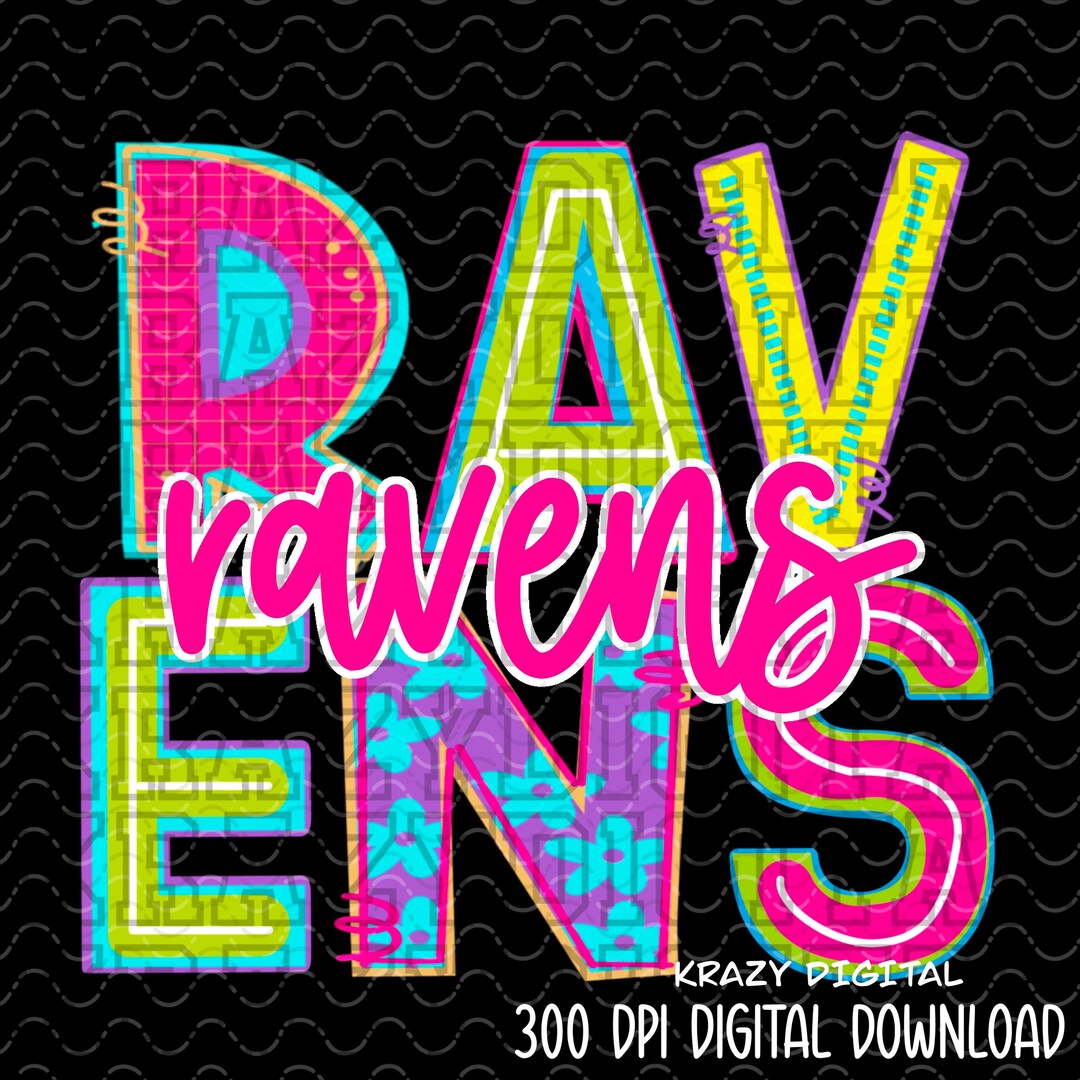 Neon Ravens Sketch Font PNG, Ravens Sister Spirit Digital File, Sports ...