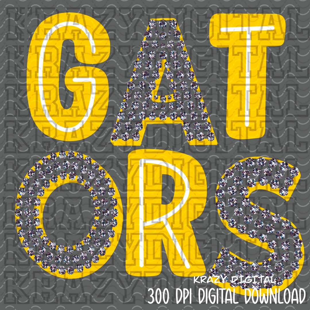 Yellow Gators Diamond Cut Mascot PNG, Gator Girly Mascot, Gator Faux ...