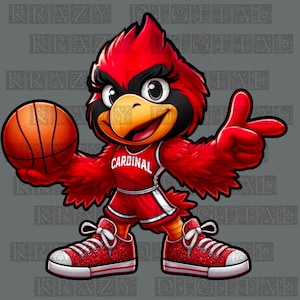 Red Cardinal Basketball Mascot PNG, Red Cardinal School Mascot, Red ...