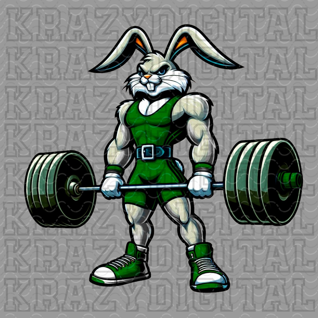Jackrabbit Green Powerlifting PNG, Dunking Rabbit Fun Design, Strong ...