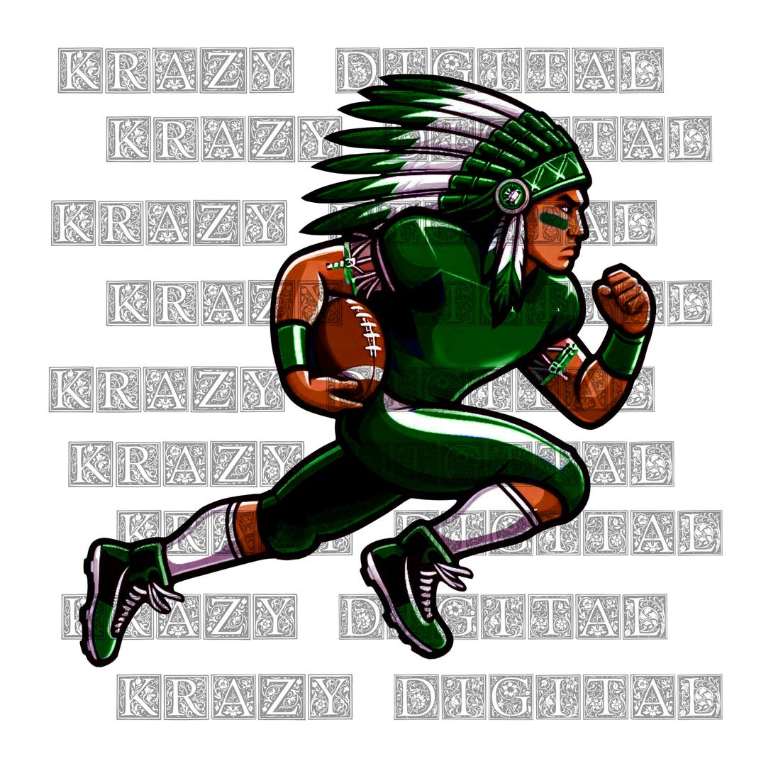 Indians Green Football School Mascot, Chiefs Football Mascot PNG ...