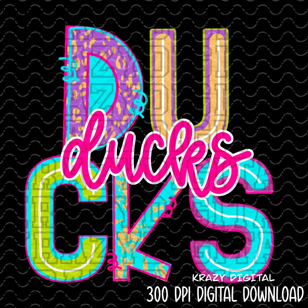 Neon Ducks Sketch Font PNG, Duck Girl Sister Spirit Digital File ...