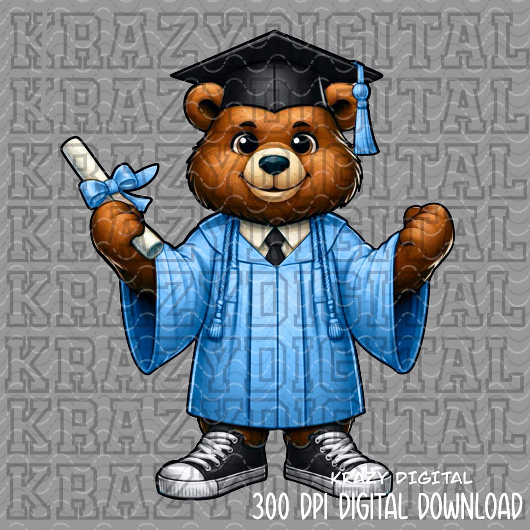 Light Blue Bears Graduate PNG, Bears Senior 2025 Digital Design, Blue ...