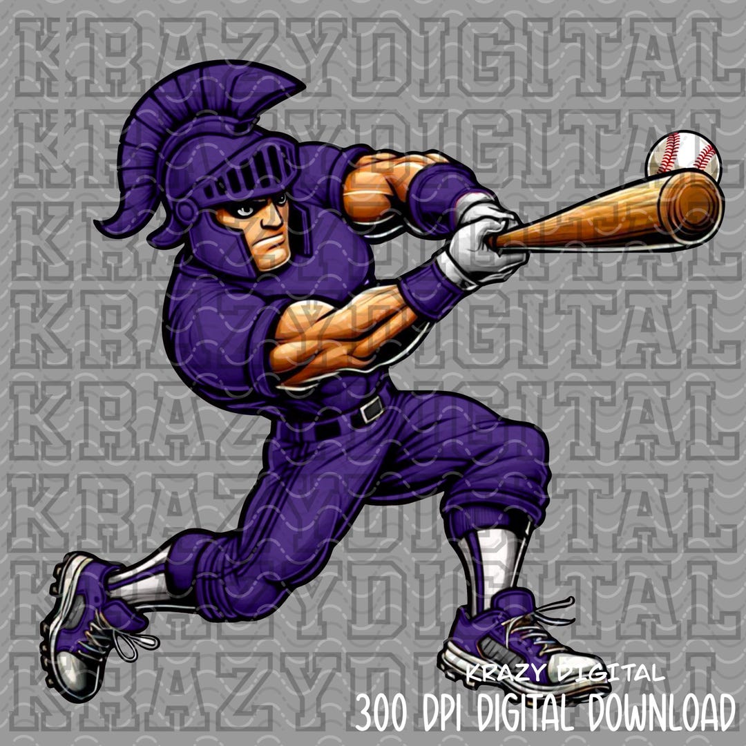 Trojan Purple Baseball Mascot PNG, Warrior Mascot PNG, Gladiator Purple ...