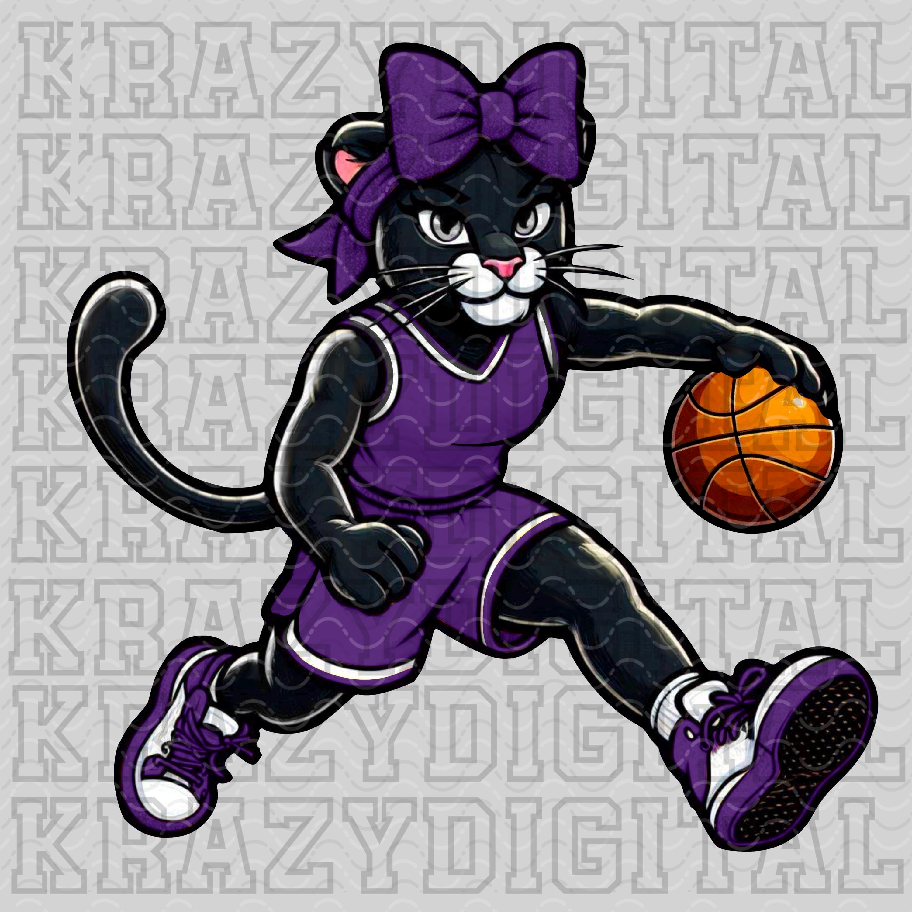 Lady Panther Mascot Basketball PNG, Purple Panther Spirit Shirt, Girl ...