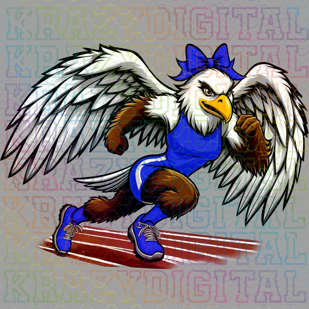 Lady Eagles Blue Track Mascot PNG, Eagle Girly Mascot, Eagle Cross ...