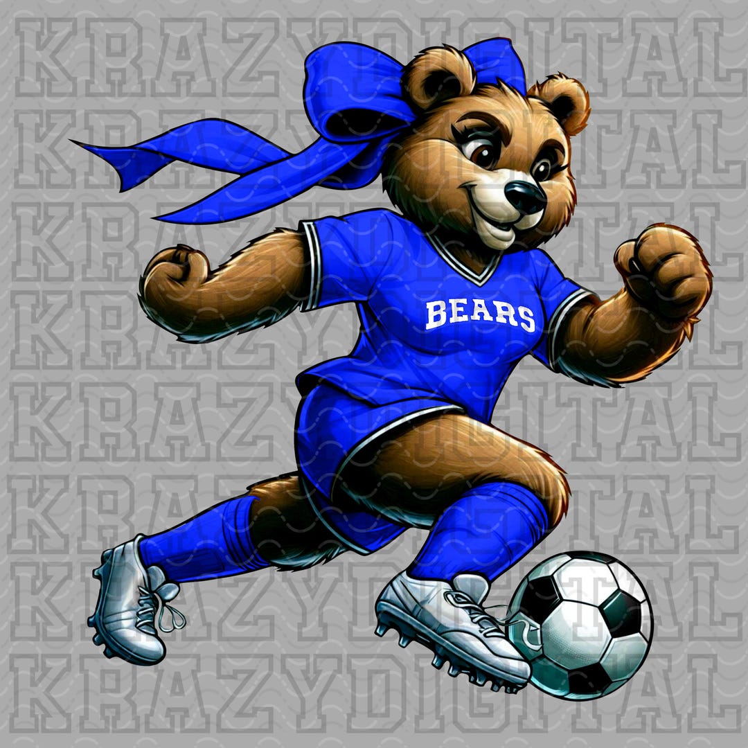 Lady Bears Soccer PNG, Blue Bears Mascot Digital Design, Bears Girl ...