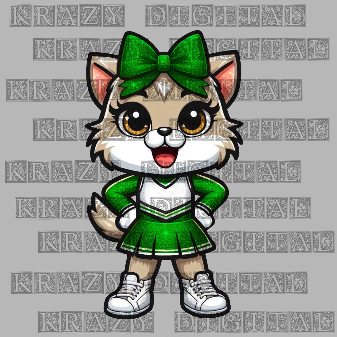 Bobcat Green Cheerleader PNG, Bobcat Dancer Mascot Design, Bobcat ...