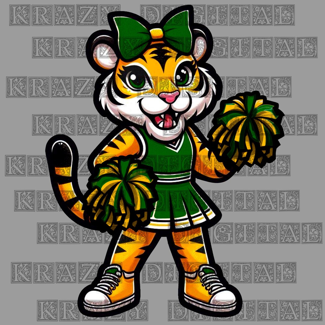 Lady Tiger Yellow Cheer Mascot PNG, Tigers Yellow Mascot, Tiger Yellow ...