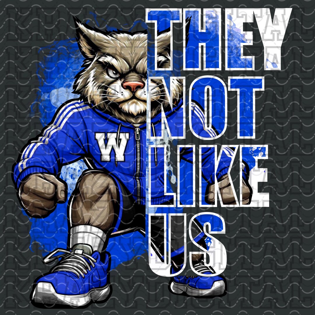 Blue Wildcat Spirit PNG, They Not Like Us Wildcat Basketball Design ...