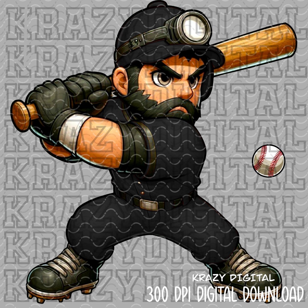 Black Miner Baseball PNG, Digger Baseball Design, Driller Batting ...