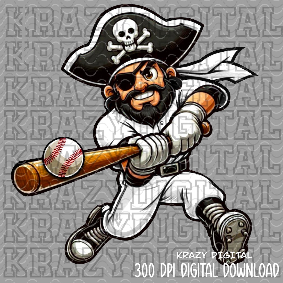 White Pirate Baseball Mascot PNG, Cartoon Baseball White Pirate, Pirate ...