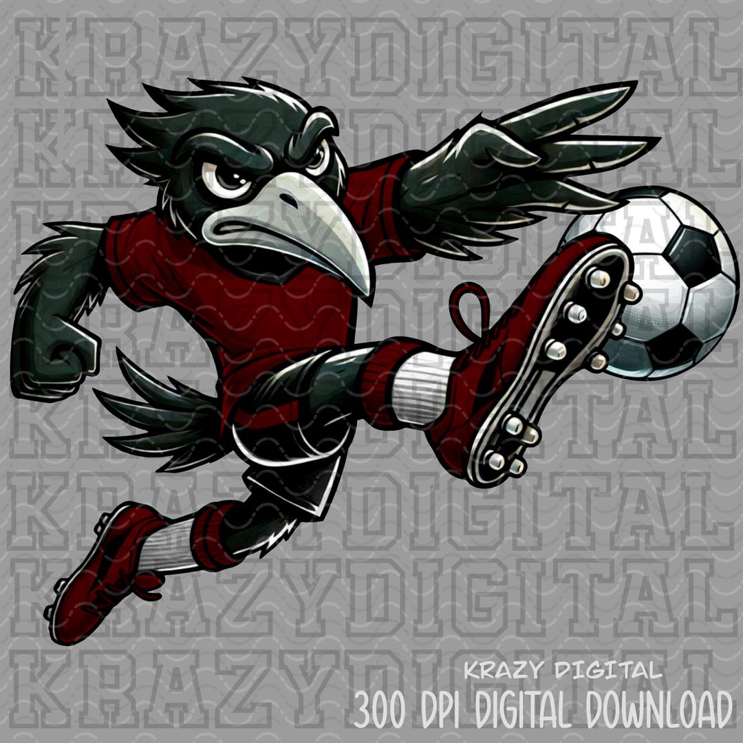 Maroon Raven Soccer Mascot PNG, Raven Mascot Digital File, Maroon Raven ...