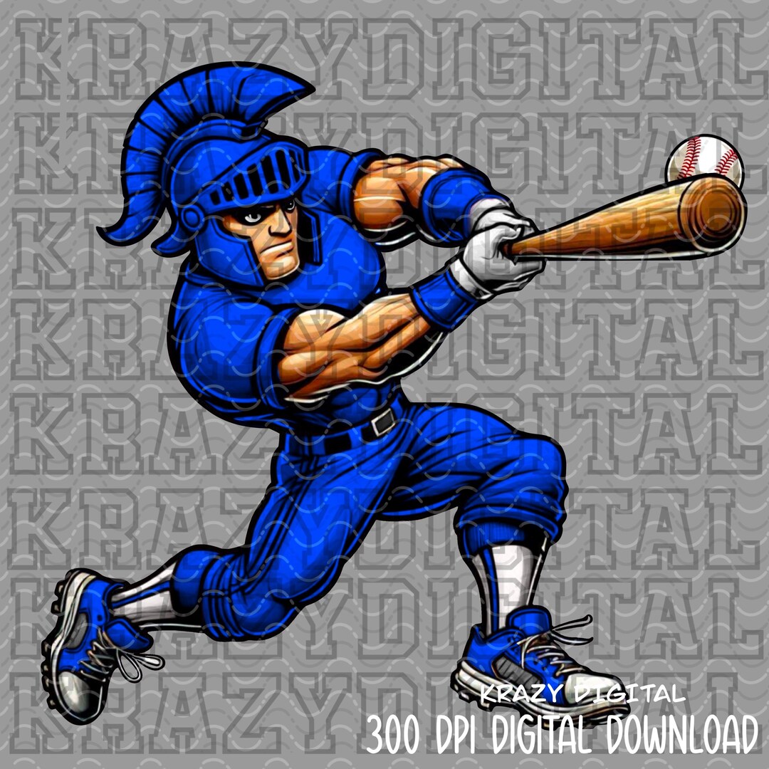 Trojan Blue Baseball Mascot PNG, Warrior Mascot PNG, Gladiator Blue ...