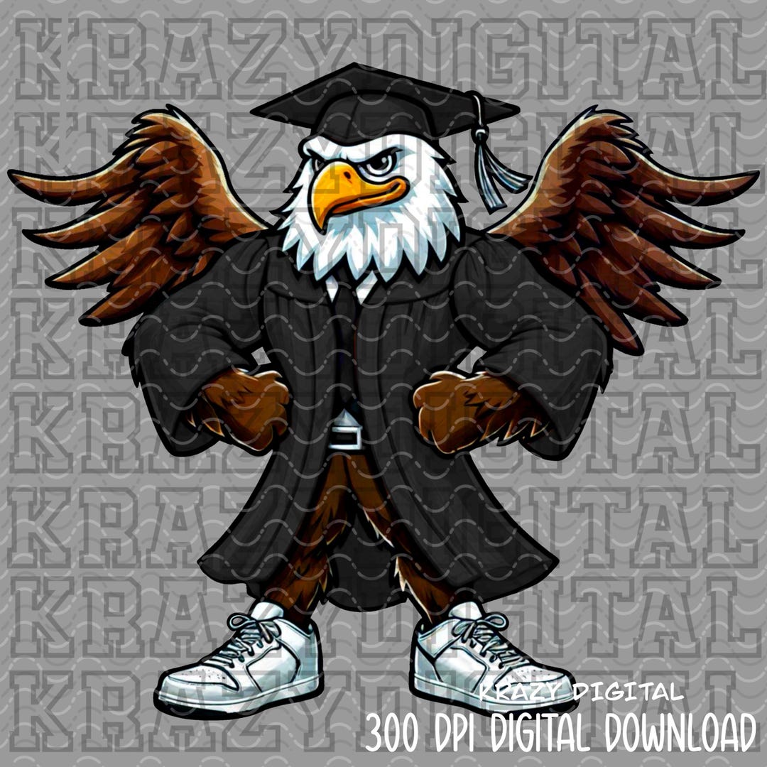Black Eagle Mascot Graduation PNG, Eagle Mascot Graduation Digital ...