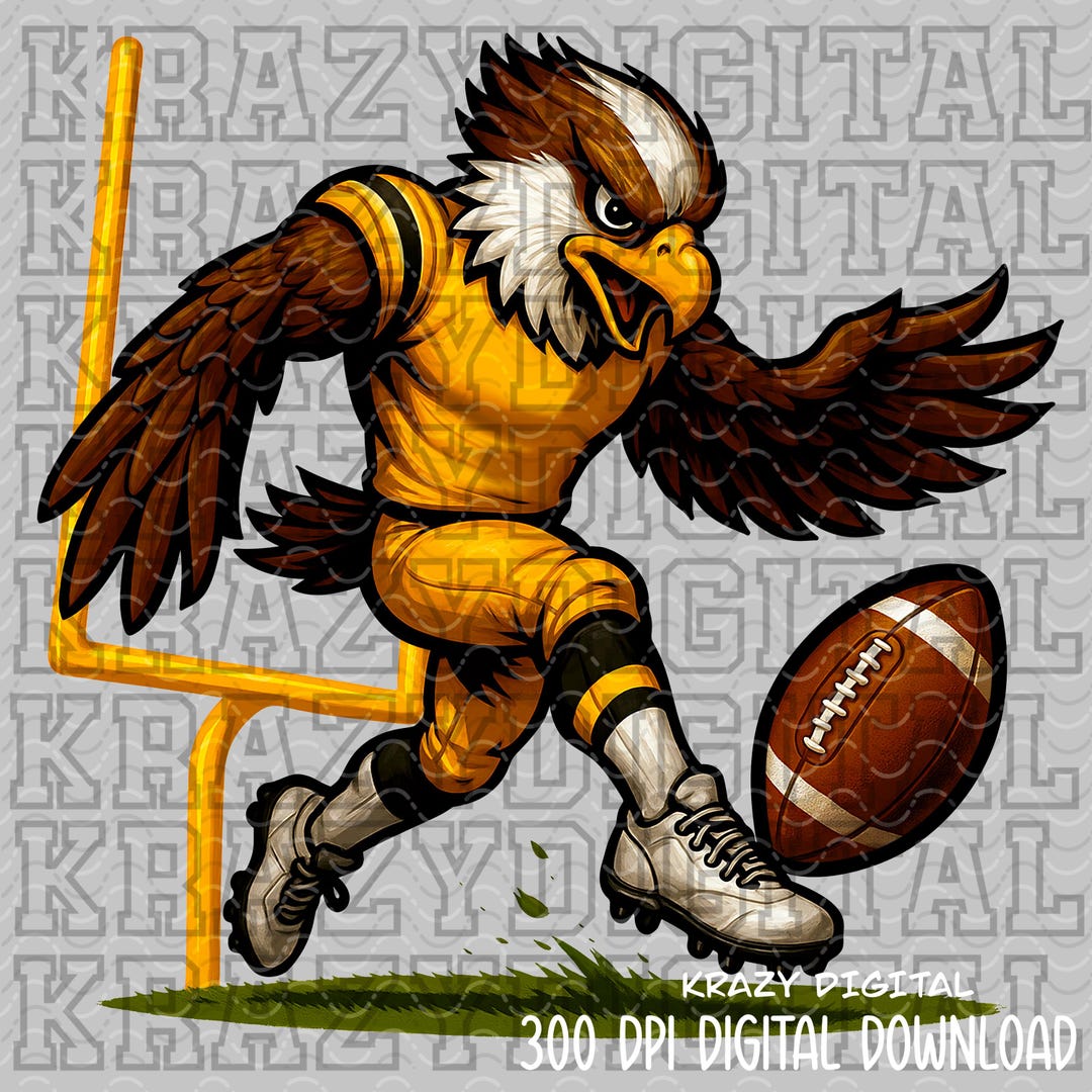 Hawk Football School Mascot, Hawk Yellow Gameday PNG, Playoff Shirt ...