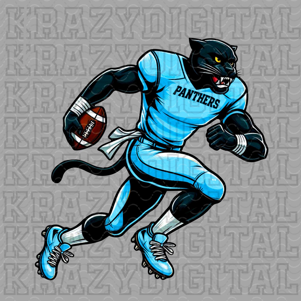 Panther Light Blue Football PNG, Blue Panther Football Digital File ...