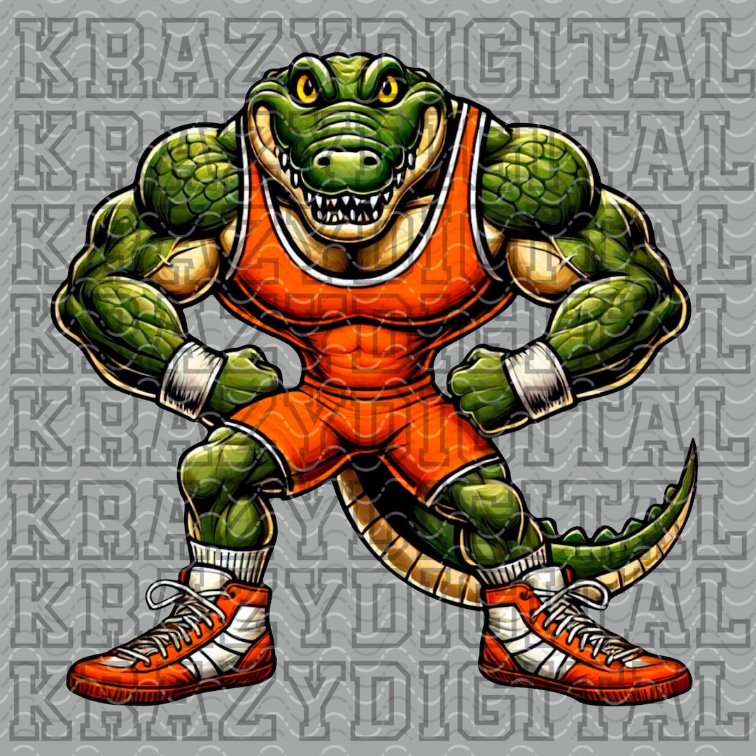 Gators Orange Wrestling PNG, Gators Boy Weight Lifting Mascot ...