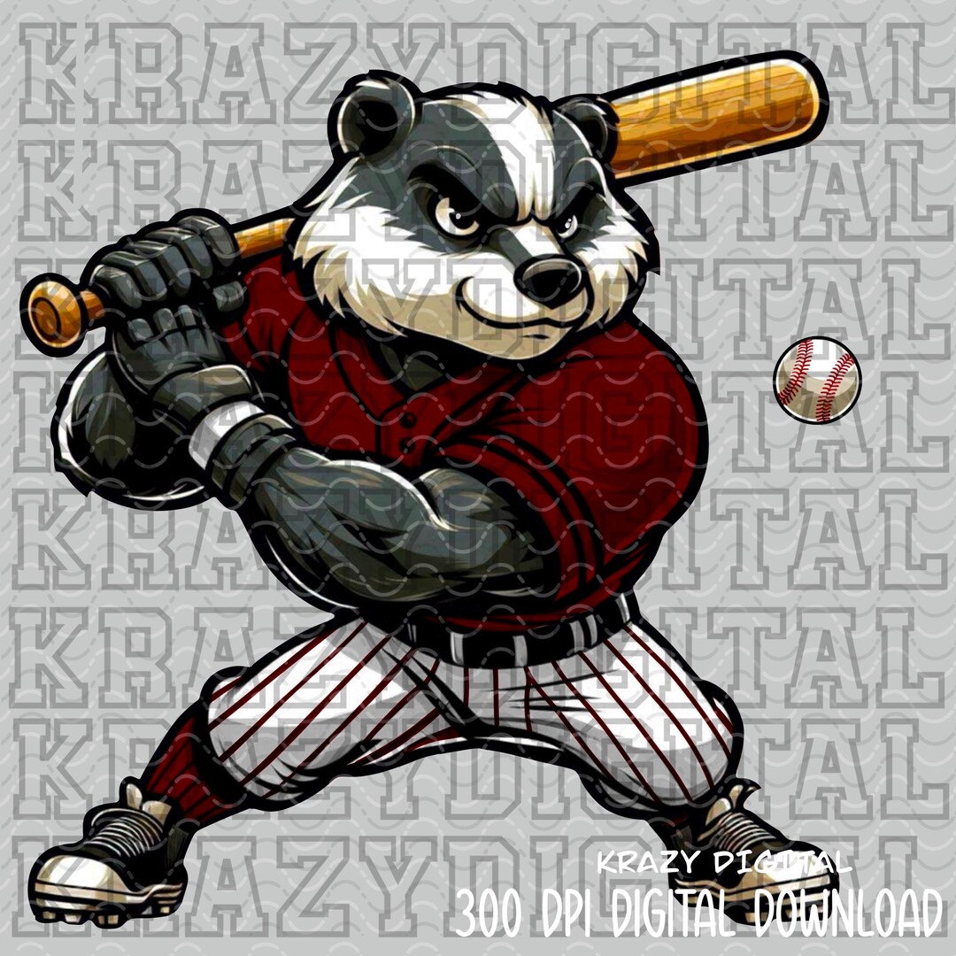 Badgers Maroon Baseball PNG, Badgers Boy Baseball Mascot, Badgers ...