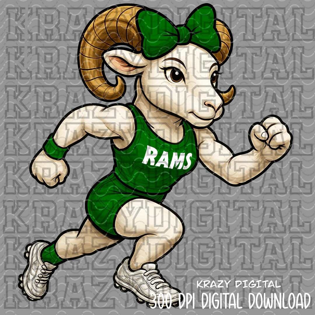 Lady Rams Mascot Track PNG, Green Cross Country Sport Design, Girl Team ...