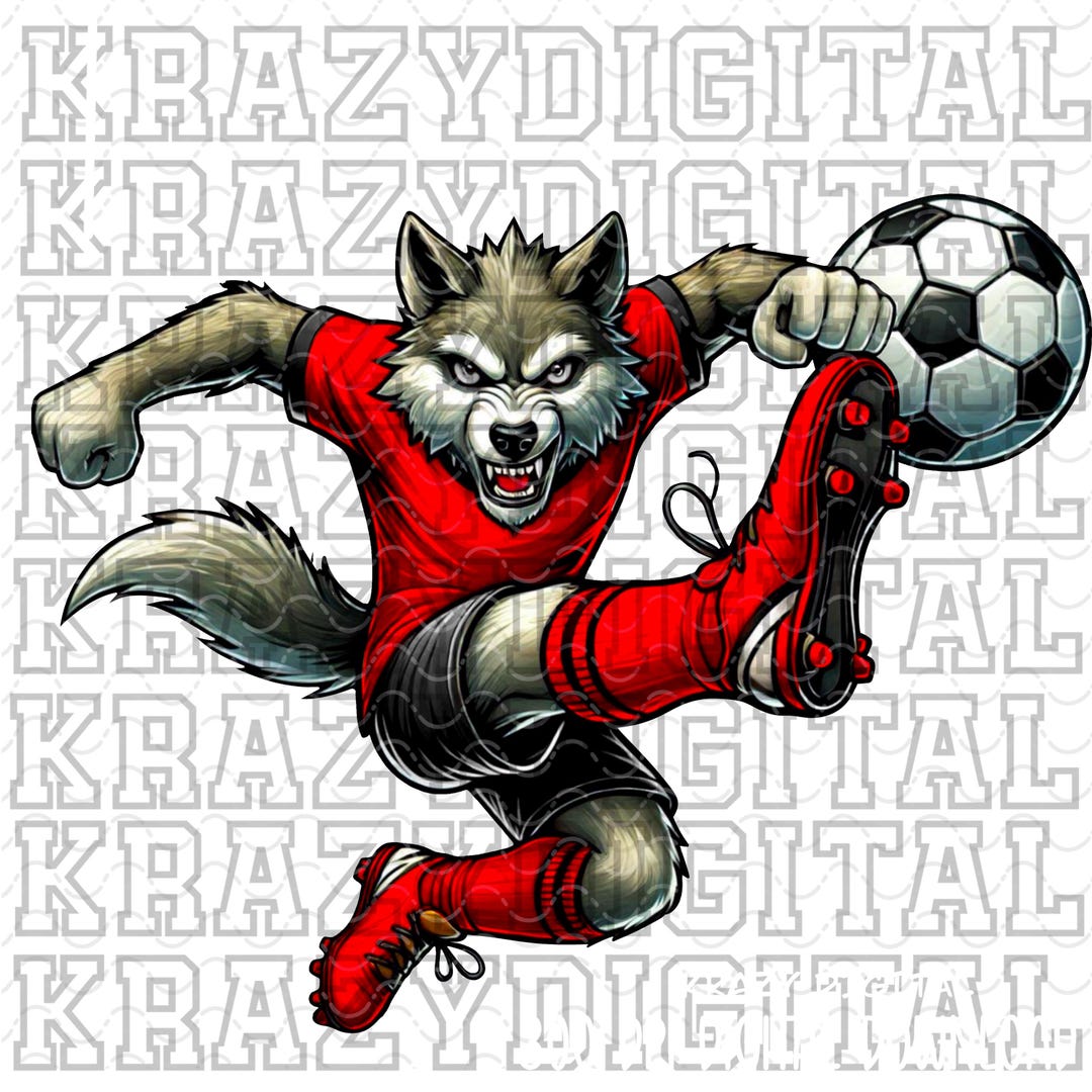 Wolf Red Soccer Mascot PNG, Red Husky Mascot Boy Design, Lobos Mascot ...