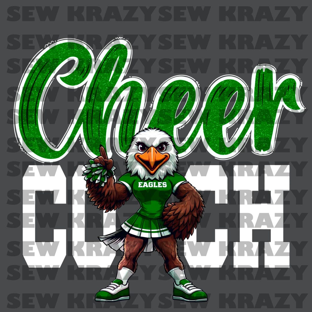 Eagles Green Cheer Coach Mascot PNG, Eagle Girly Mascot, Eagle Cheer ...