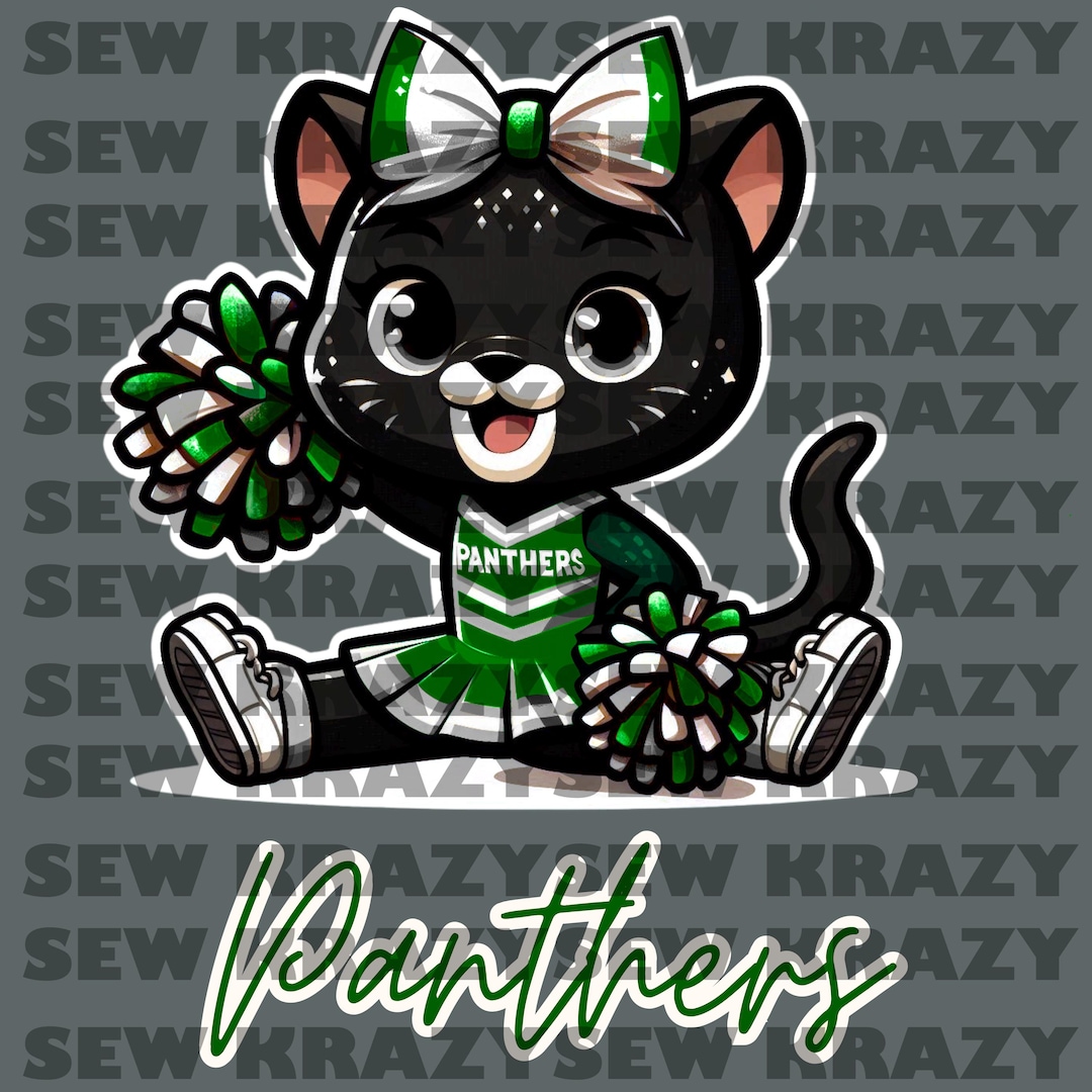 Panther Green Cheerleader PNG, Little Panther Cheerleader Digital File ...