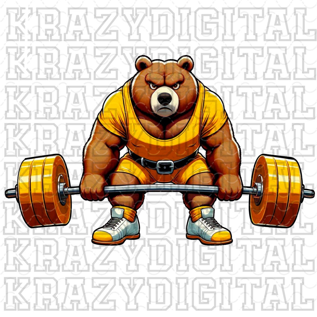 Yellow Bears Powerlifting PNG, Bears Mascot Digital Design, Yellow Boy ...