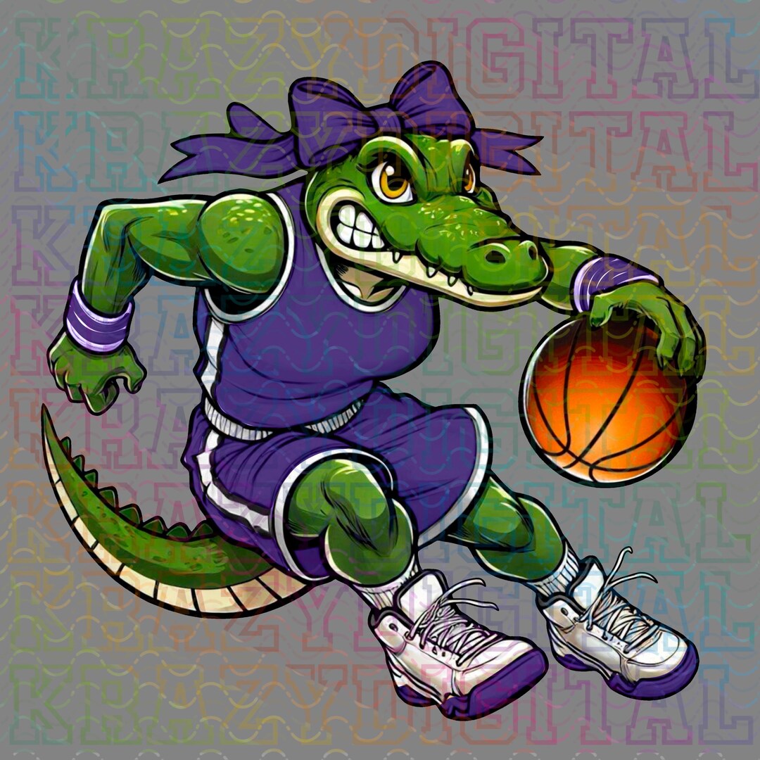 Lady Gator Basketball PNG, Purple Gator Girl Design, Crocodile School ...