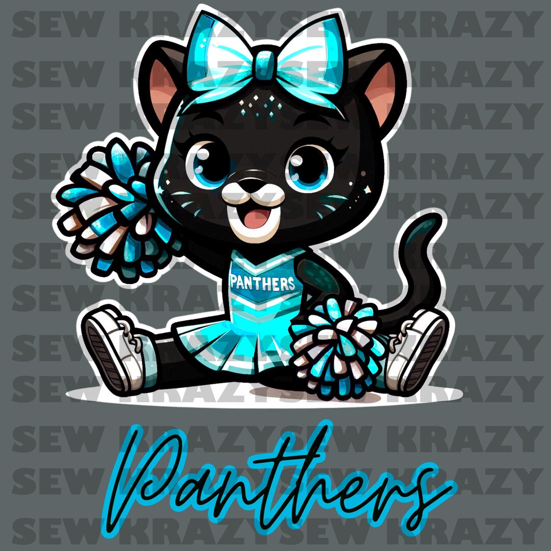 Panther Turquoise Cheerleader PNG, Little Panther Cheer Digital File ...
