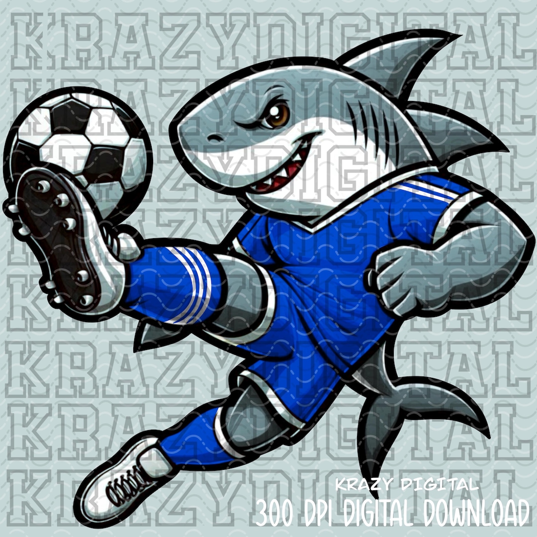 Shark Soccer Mascot PNG, Blue Shark Soccer Artwork, Shark Boy Spirit ...