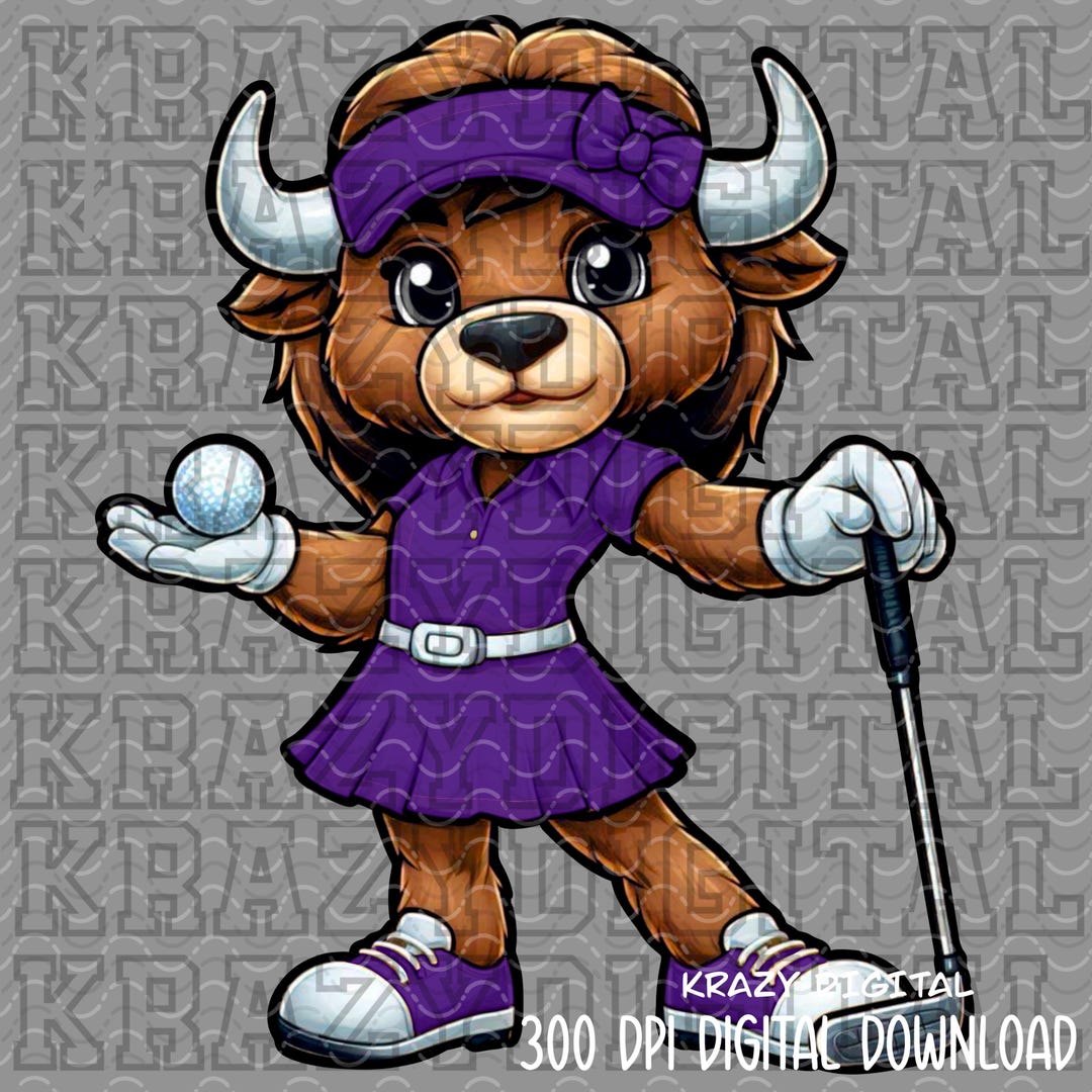 Purple Lady Buffalo Golf PNG, Zoo Animal Golf Design, Bison Girls ...
