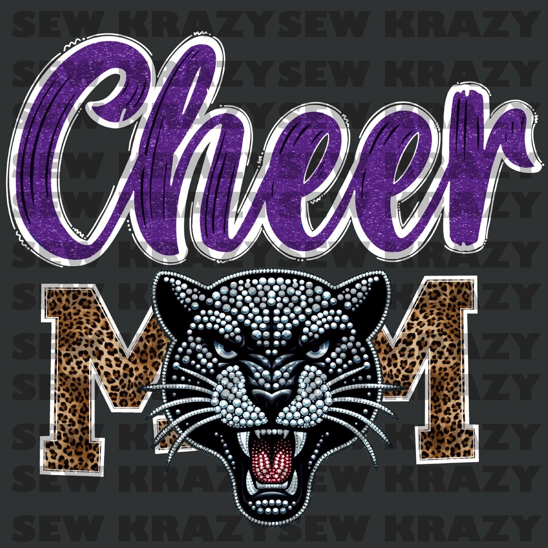 Panther Cheer Mom Purple PNG, Vegas Gold Cheer Mom Cheetah Panther ...